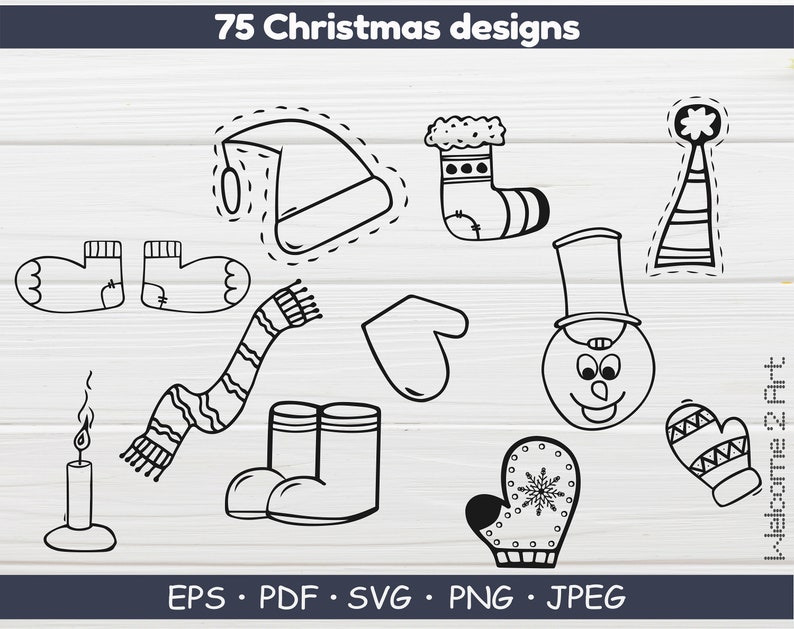 Christmas Clip Art, Doodle Hand Drawn, Winter Clip Art, Holidays, Xmas ...