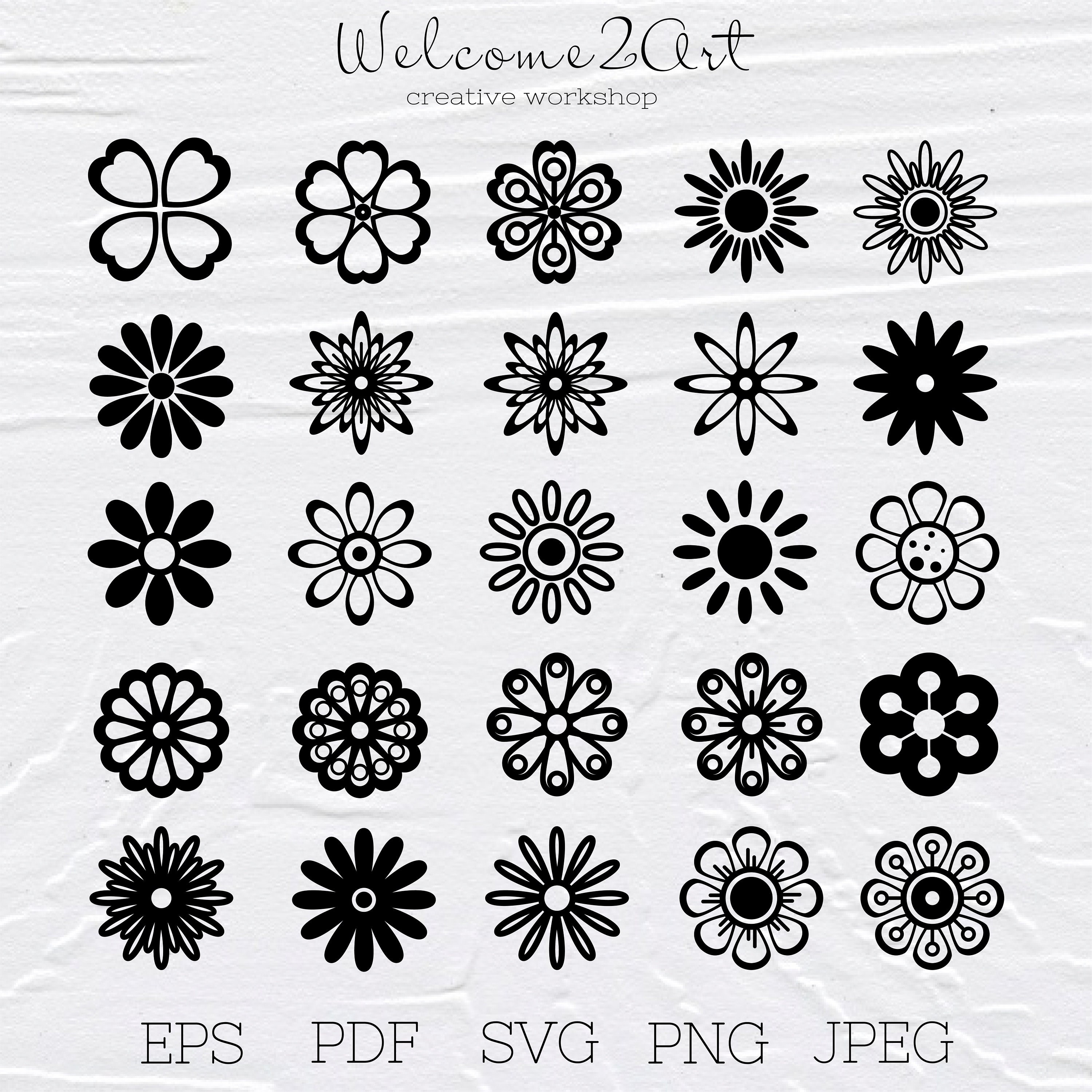 Flower Svg, Flowers Cut Files, Flower Silhouette, Wedding Decorations ...