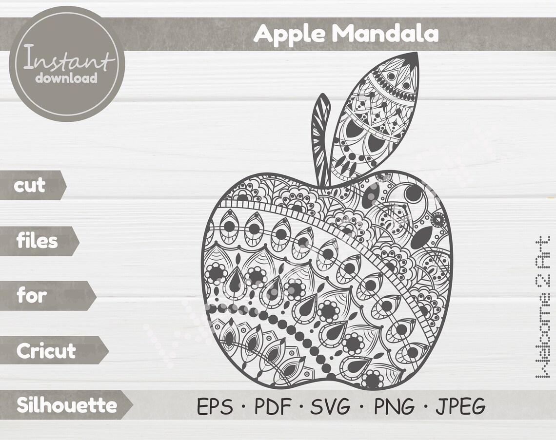 Apple SVG, Apple Mandala SVG, Svg Files, Mandala Svg, Mandala Style ...