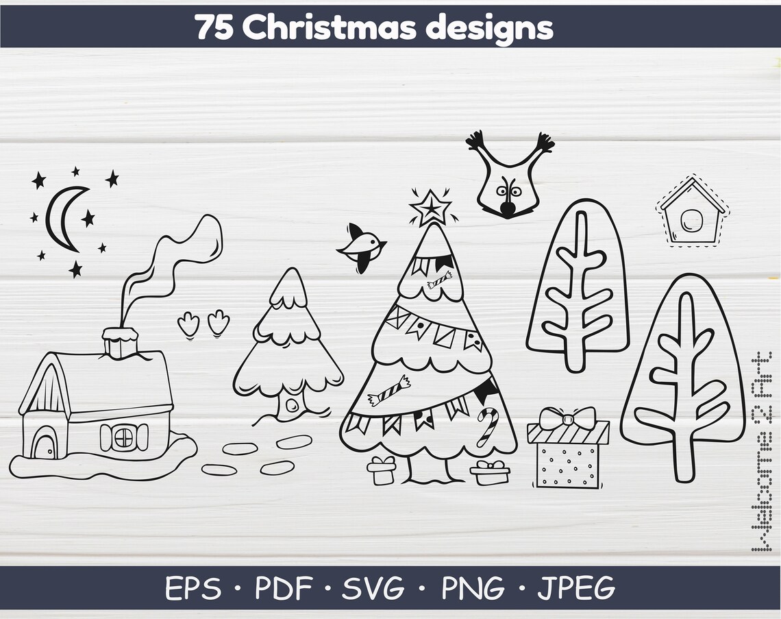 Christmas Clip Art, Doodle Hand Drawn, Winter Clip Art, Holidays, Xmas ...