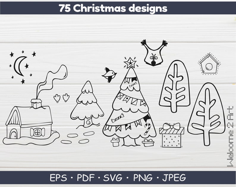 Christmas Clip Art, Doodle Hand Drawn, Winter Clip Art, Holidays, Xmas ...