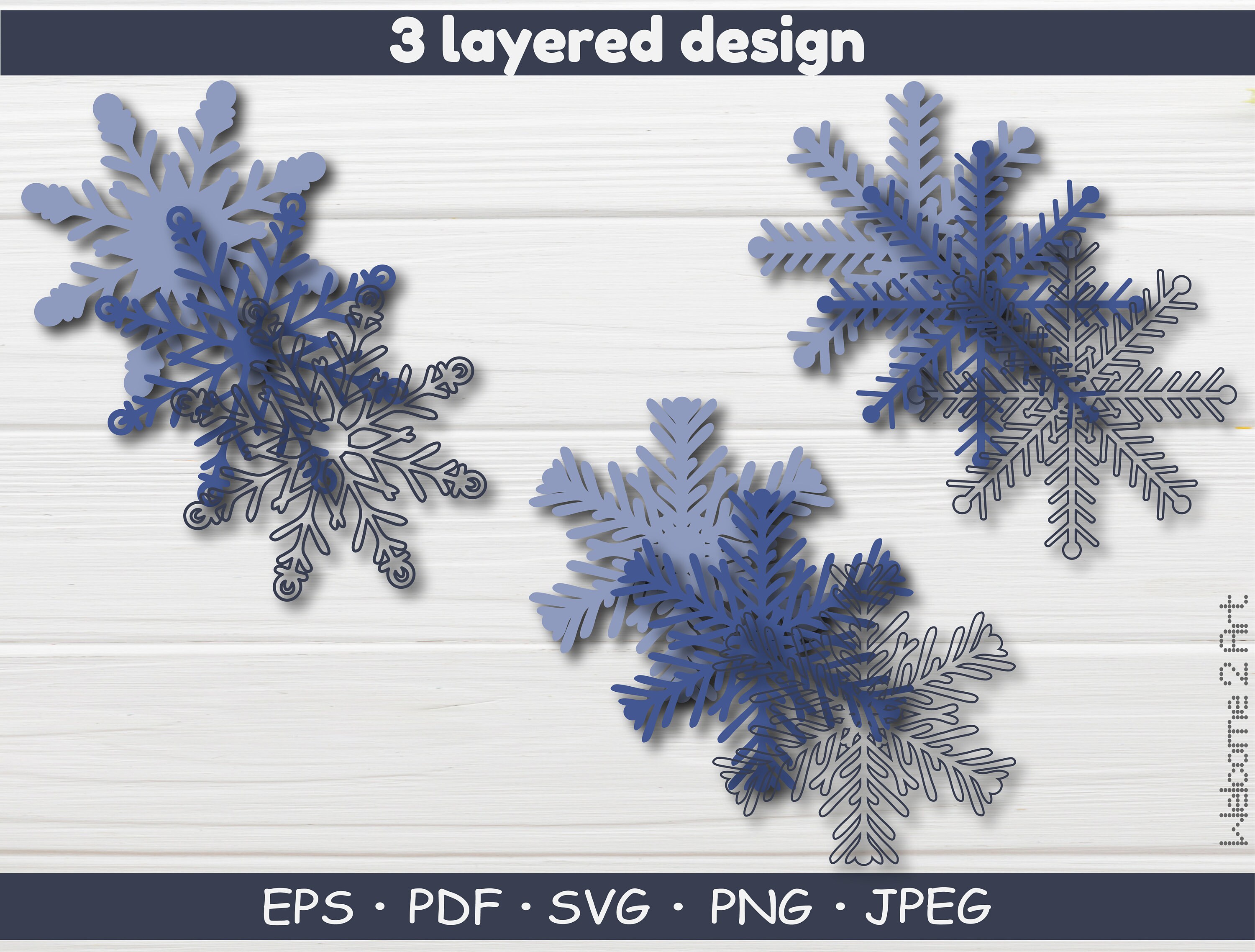 3D Layered Snowflakes Christmas Svg, Snowflakes Bundle Cut Files ...