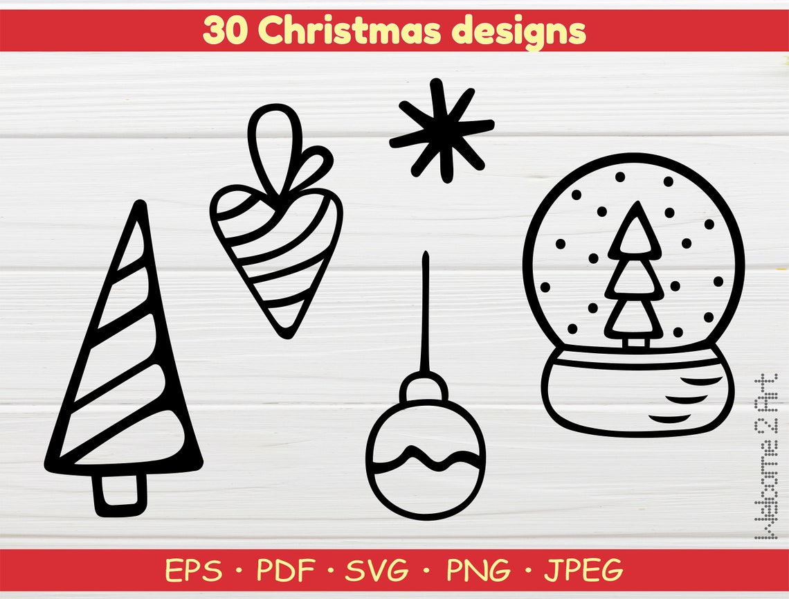 Winter Clip Art, Christmas Clip Art, Doodle Hand Drawn, Holidays, Xmas ...