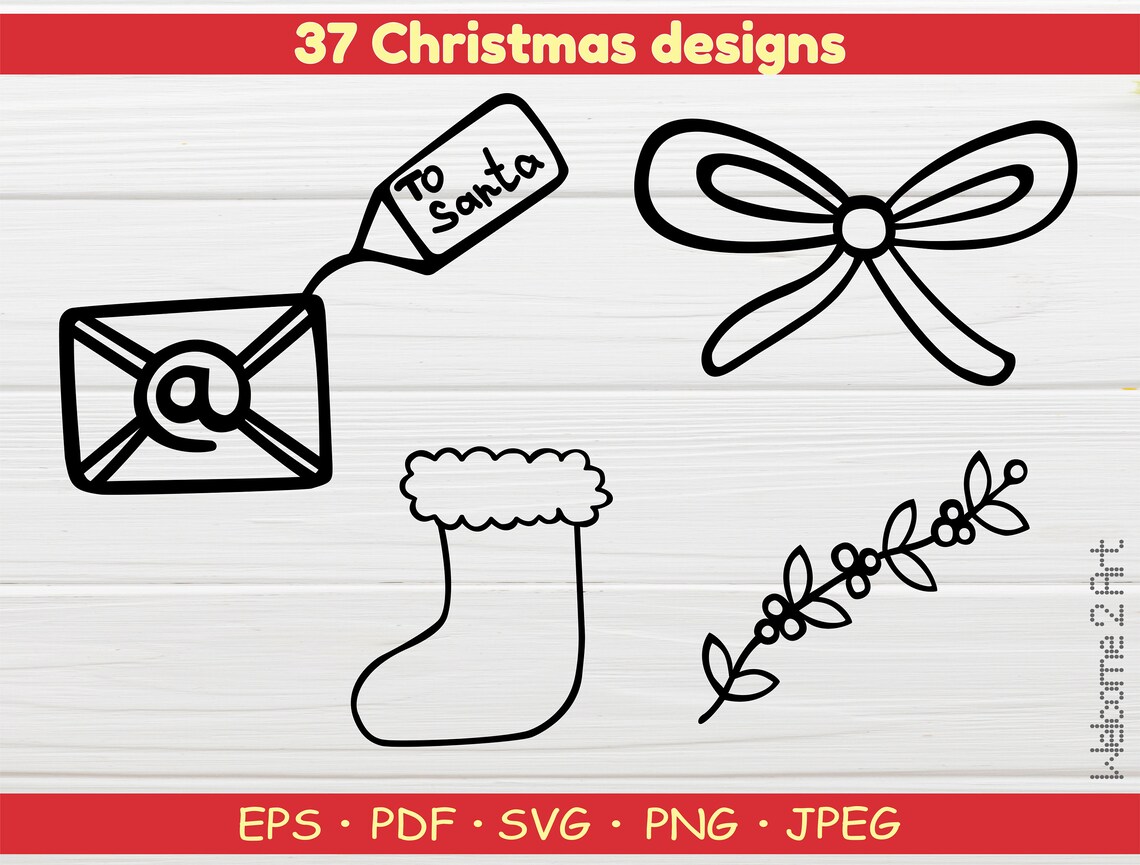 Christmas Clip Art, Doodle Hand Drawn, Winter Clip Art, Holidays, Xmas ...