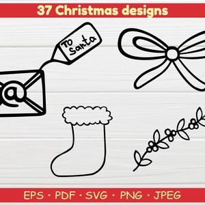 Christmas Clip Art, Doodle Hand Drawn, Winter Clip Art, Holidays, Xmas ...