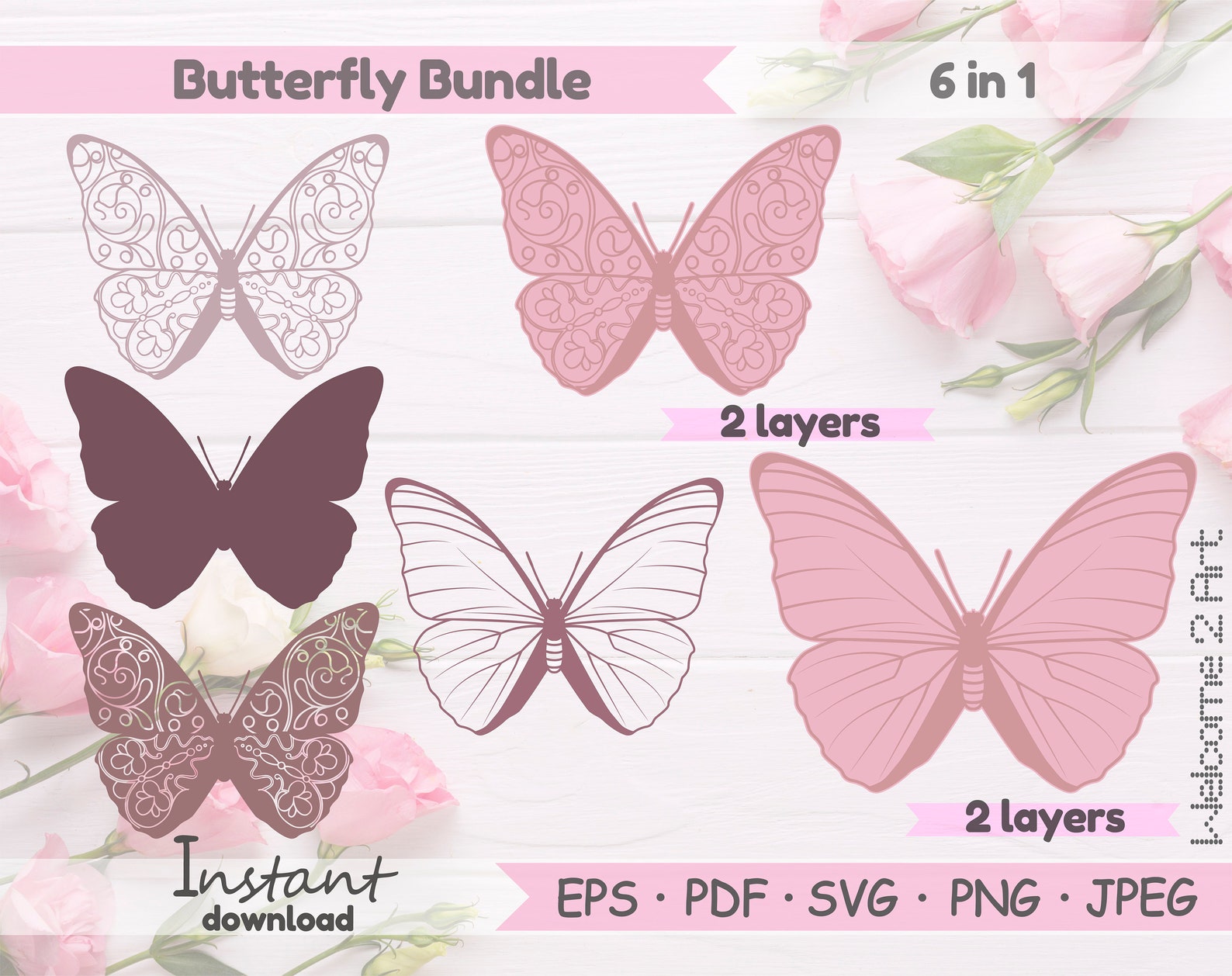 Butterfly Svg, Butterfly Stencil Svg, Butterfly Bundle Svg, Butterfly ...