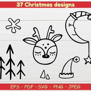 Christmas Clip Art, Doodle Hand Drawn, Winter Clip Art, Holidays, Xmas ...