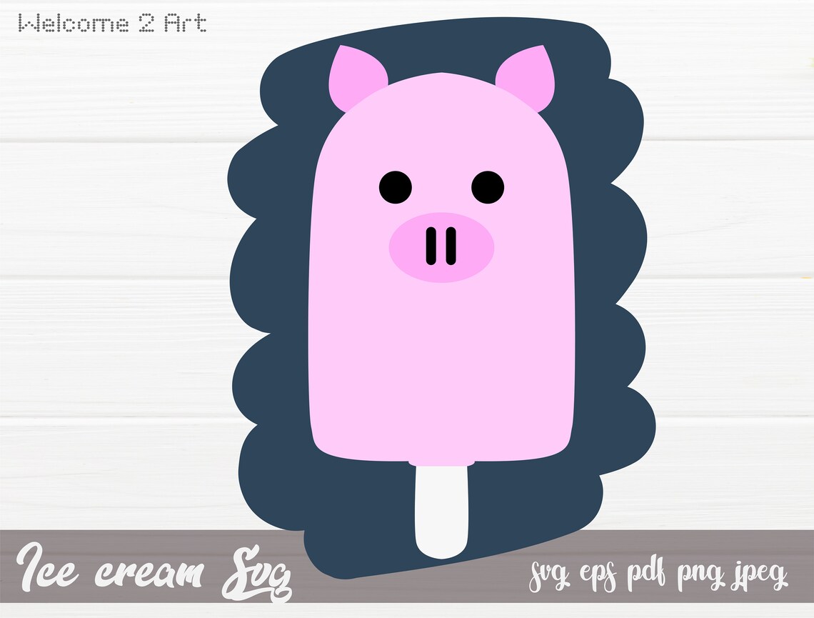 Piggy Svg, Ice Cream Svg, Layered SVG, Cricut, Cut File, Pig Clip Art ...
