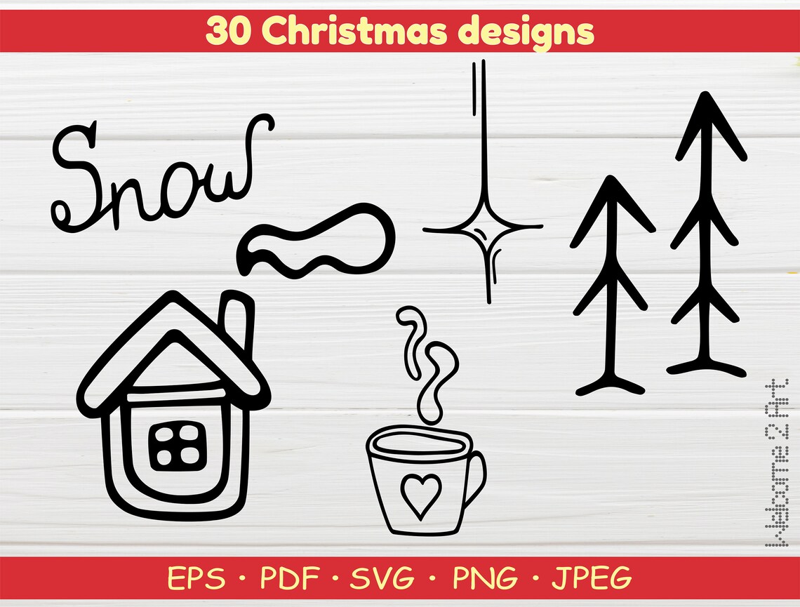 Winter Clip Art, Christmas Clip Art, Doodle Hand Drawn, Holidays, Xmas ...