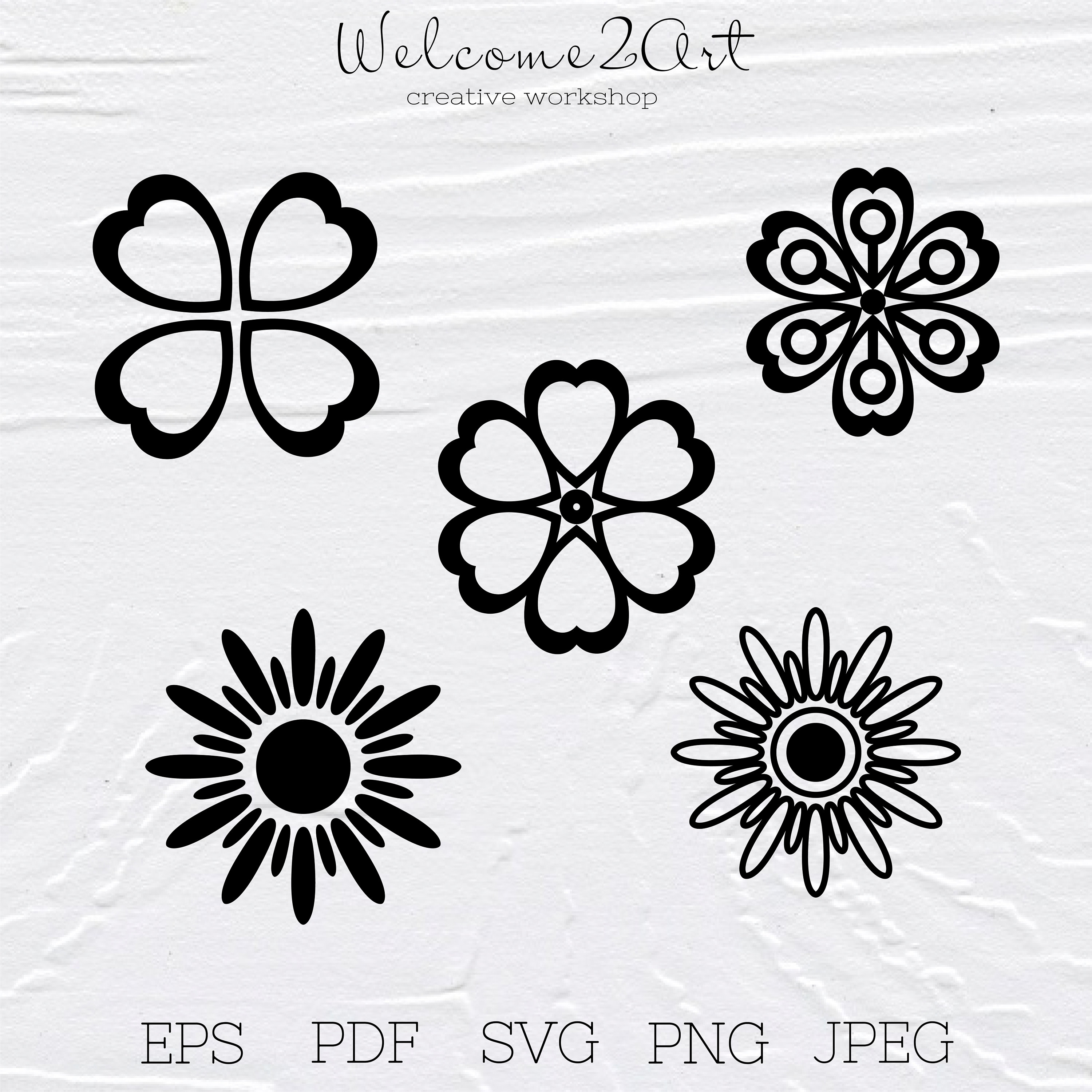 Flower Svg, Flowers Cut Files, Flower Silhouette, Wedding Decorations ...