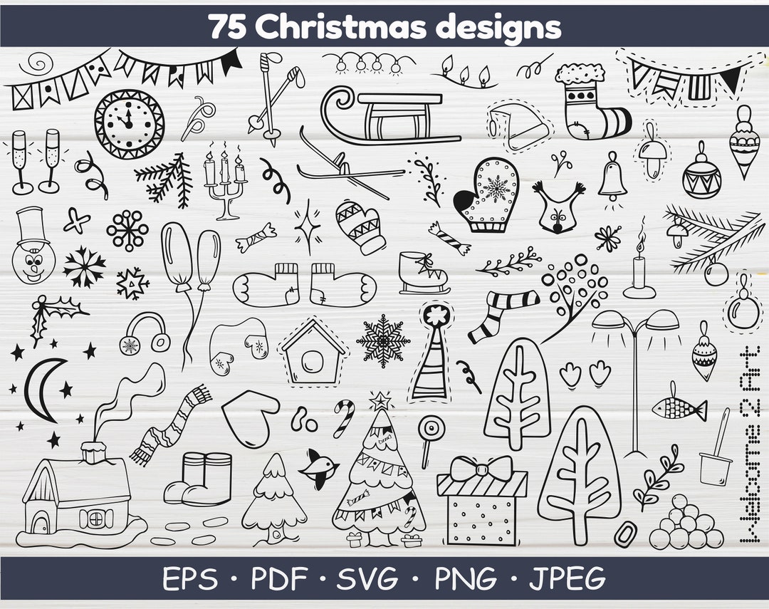 Christmas Clip Art, Doodle Hand Drawn, Winter Clip Art, Holidays, Xmas ...