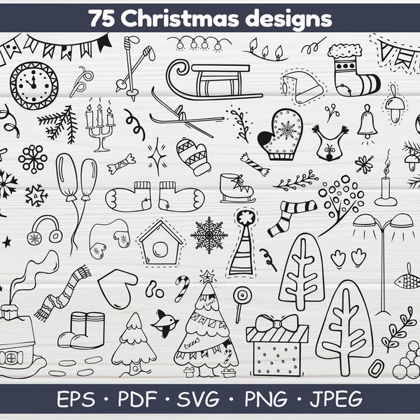 Hand Drawn Christmas - Etsy