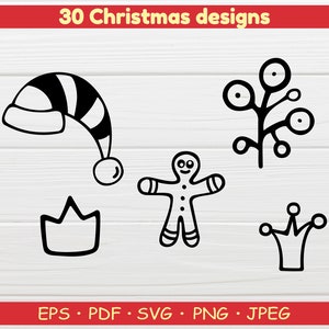 Winter Clip Art, Christmas Clip Art, Doodle Hand Drawn, Holidays, Xmas ...