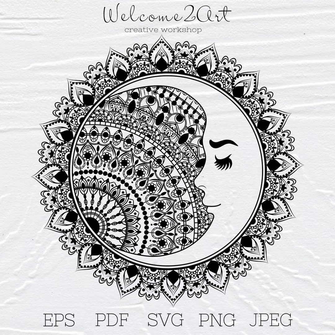 Mandala SVG, Svg File, Moon SVG, Moon Eps, Mandala, Mandala Art ...