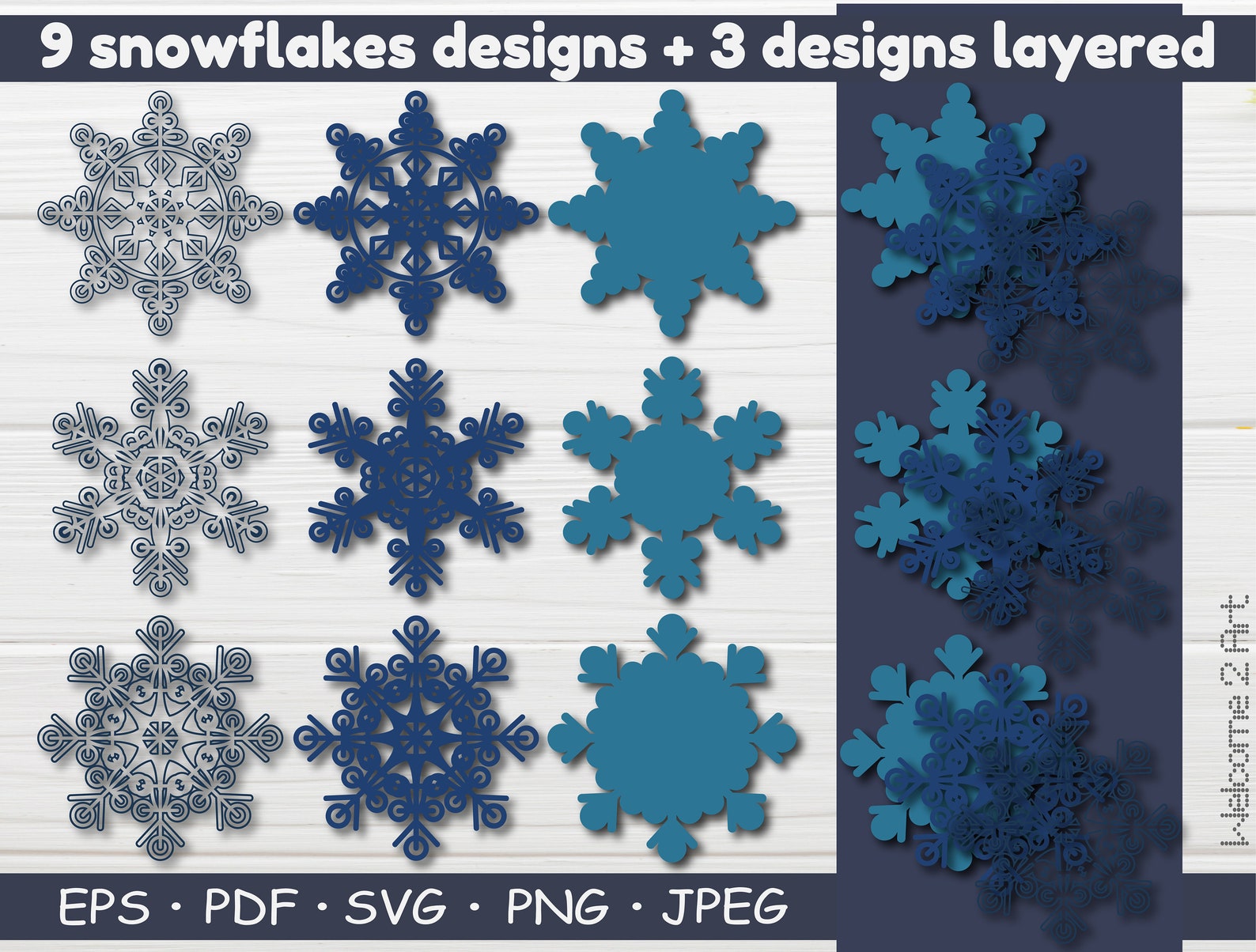 Layered Snowflakes Christmas Svg, Snowflakes Bundle Cut File, Snowflake ...