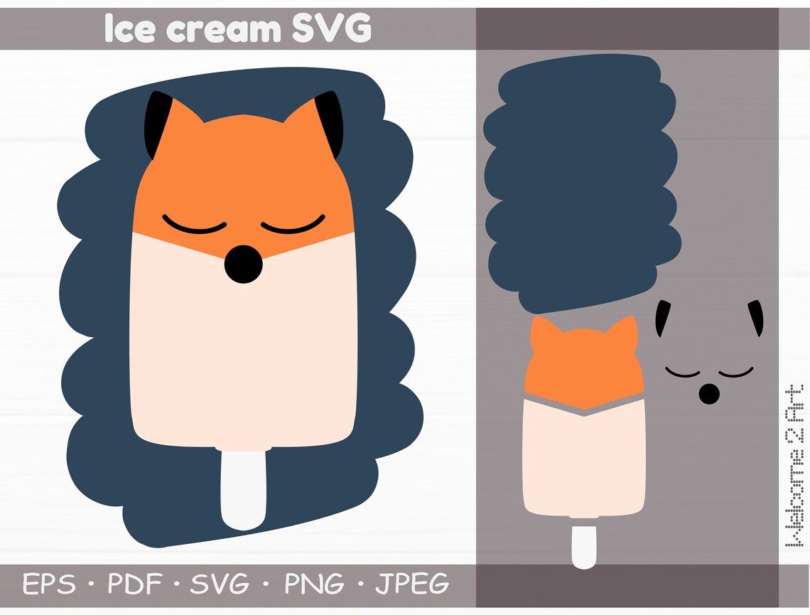 Fox Cub Svg, Ice Cream Svg, Cute Fox Clipart, Fox Clipart, Fox Cub ...