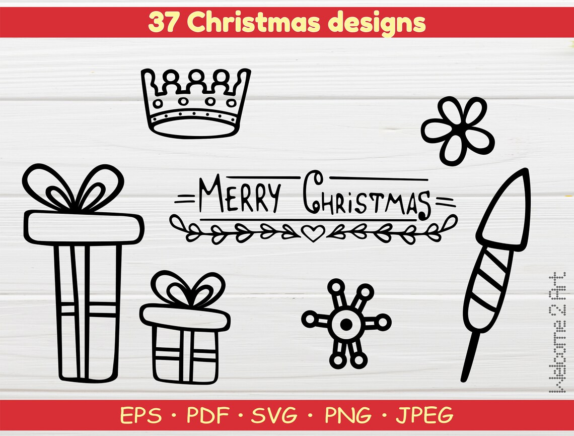 Christmas Clip Art, Doodle Hand Drawn, Winter Clip Art, Holidays, Xmas ...
