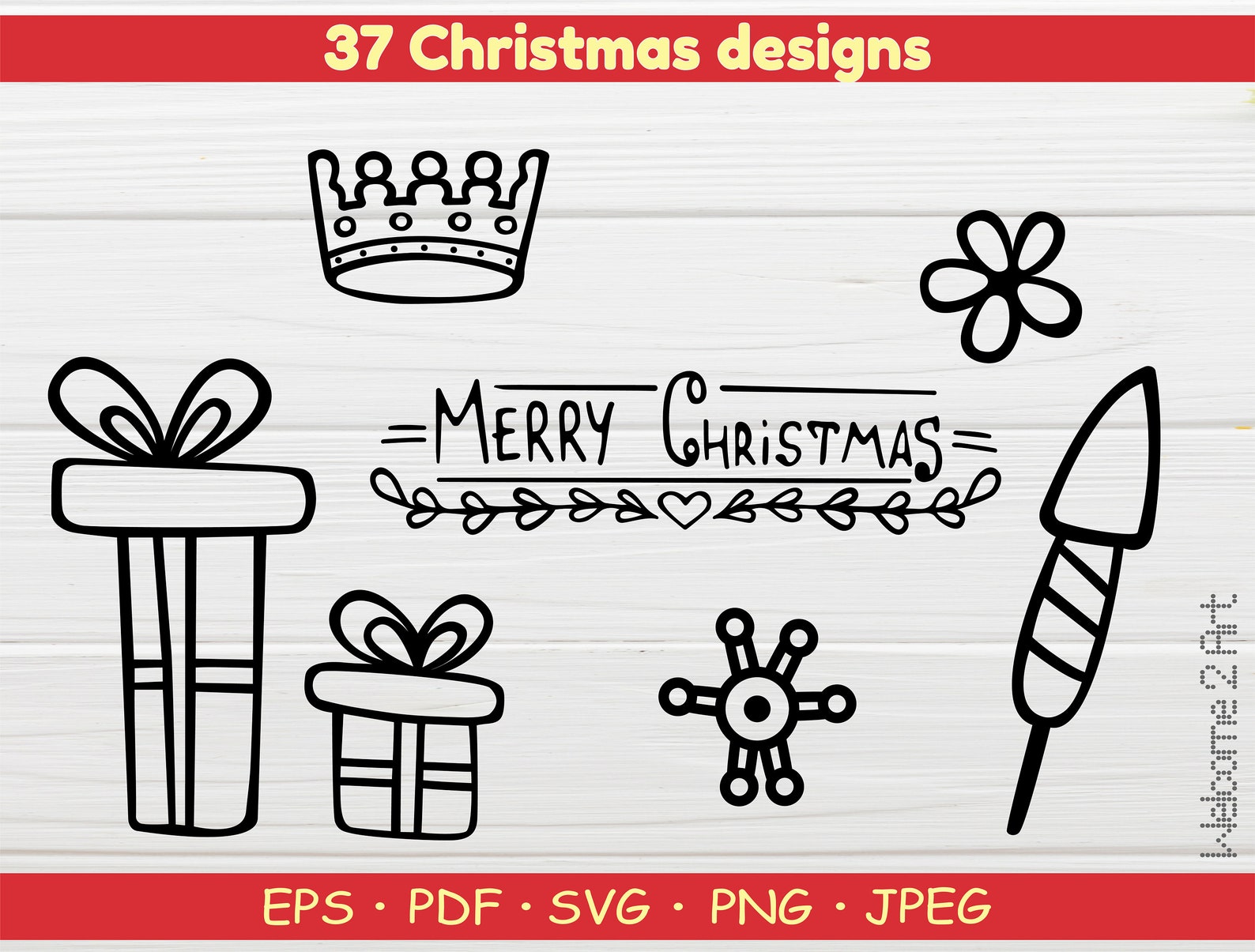 Christmas Clip Art, Doodle Hand Drawn, Winter Clip Art, Holidays, Xmas ...