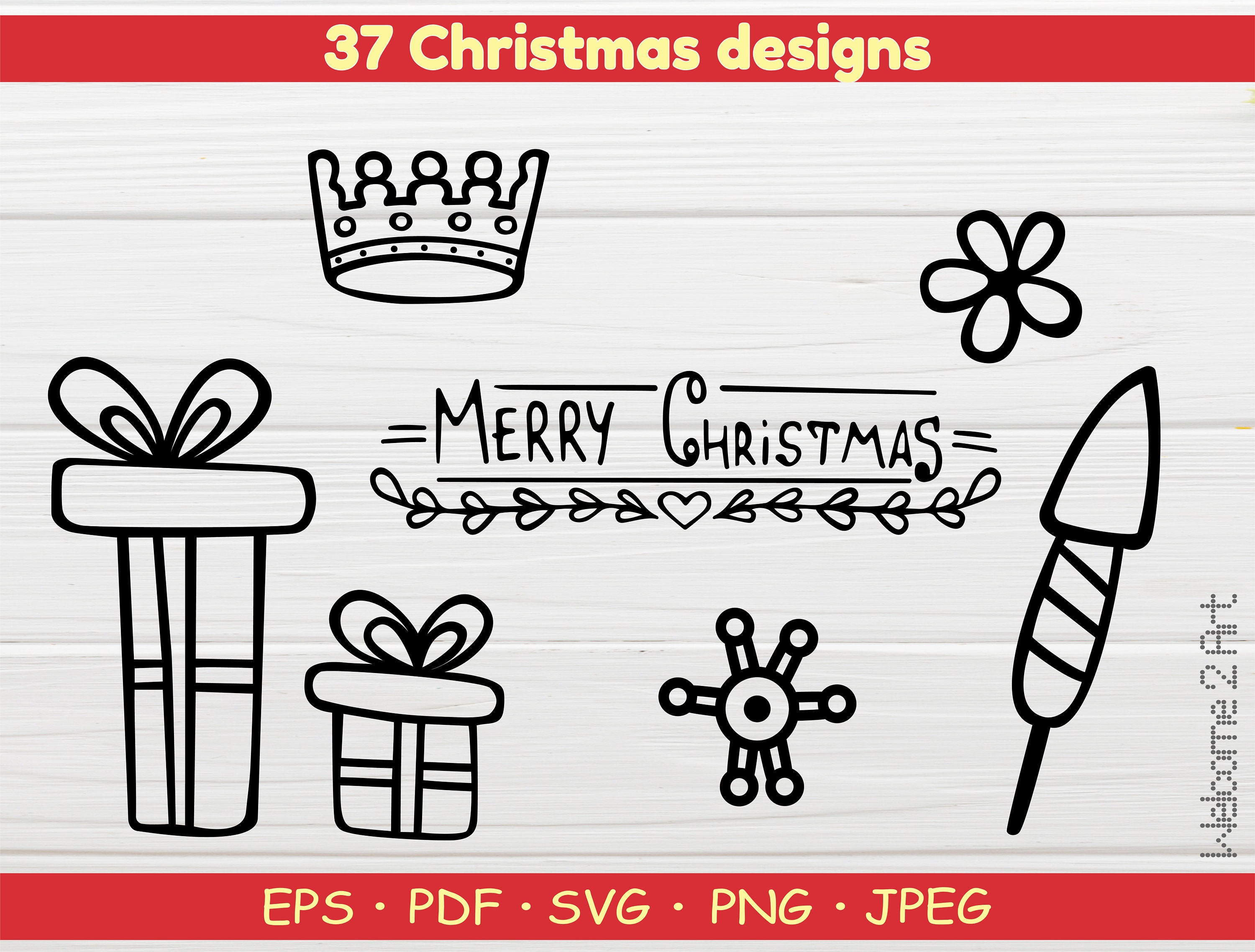 Christmas Clip Art, Doodle Hand Drawn, Winter Clip Art, Holidays, Xmas ...