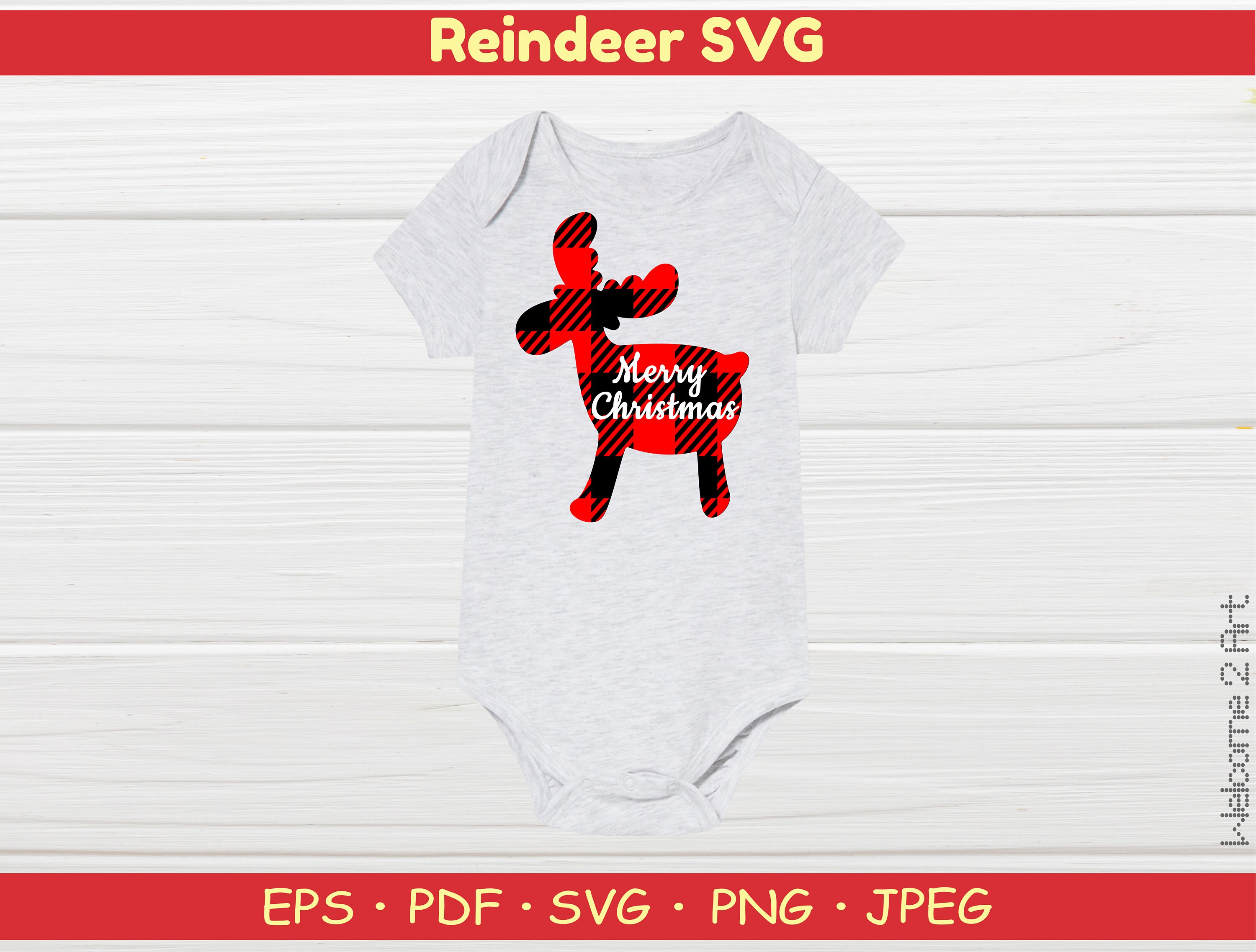 Buffalo Plaid Reindeer Svg, Reindeer Svg, Merry Christmas Svg, Winter ...