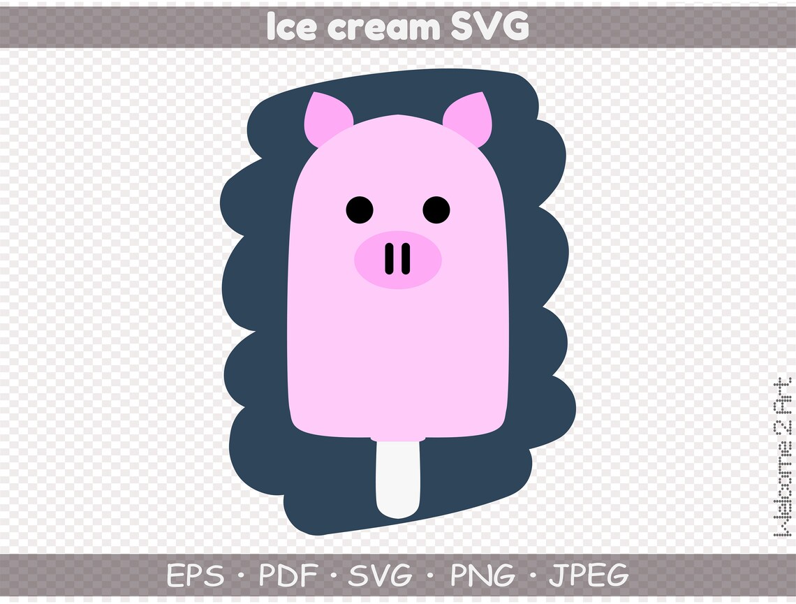 Piggy Svg, Ice Cream Svg, Layered SVG, Cricut, Cut File, Pig Clip Art ...