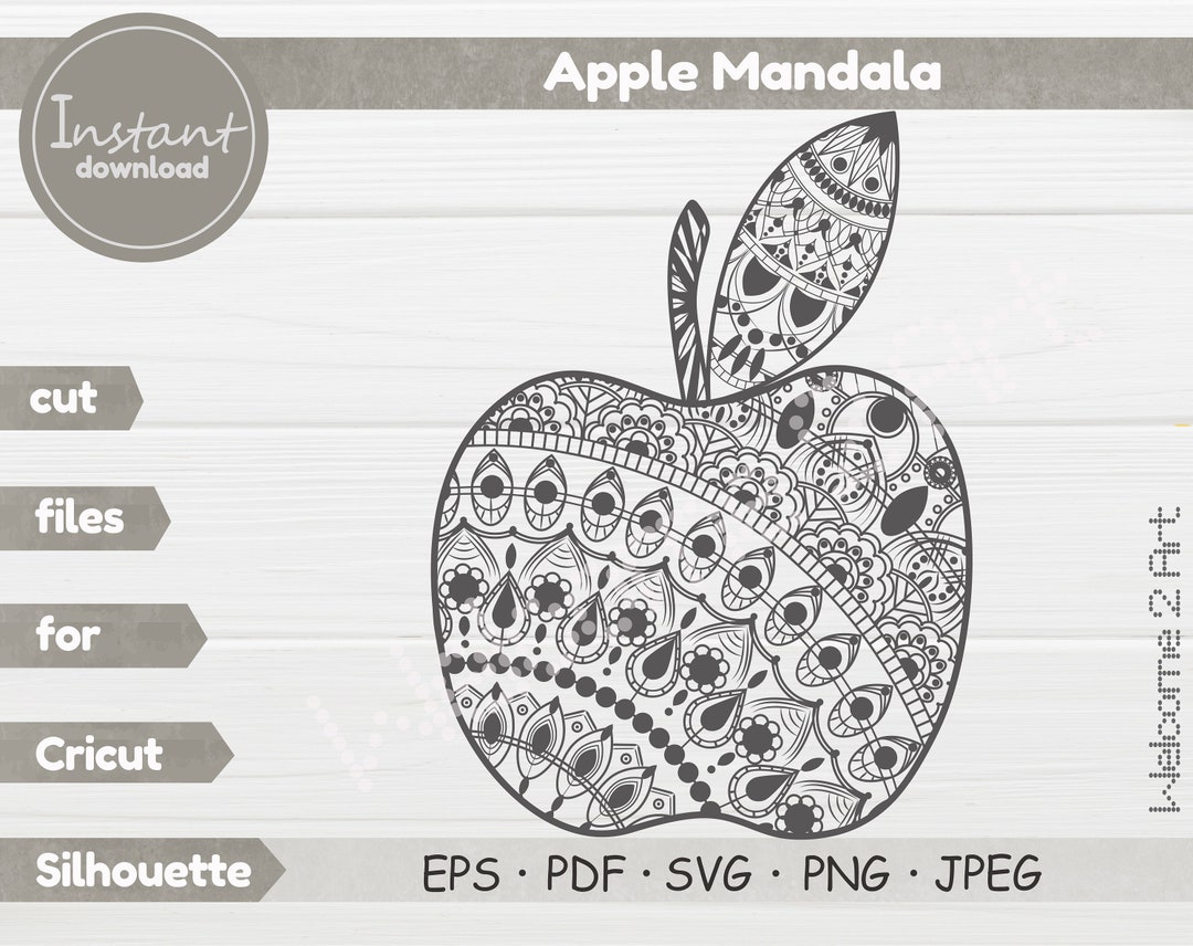 Apple SVG, Apple Mandala SVG, Svg Files, Mandala Svg, Mandala Style ...