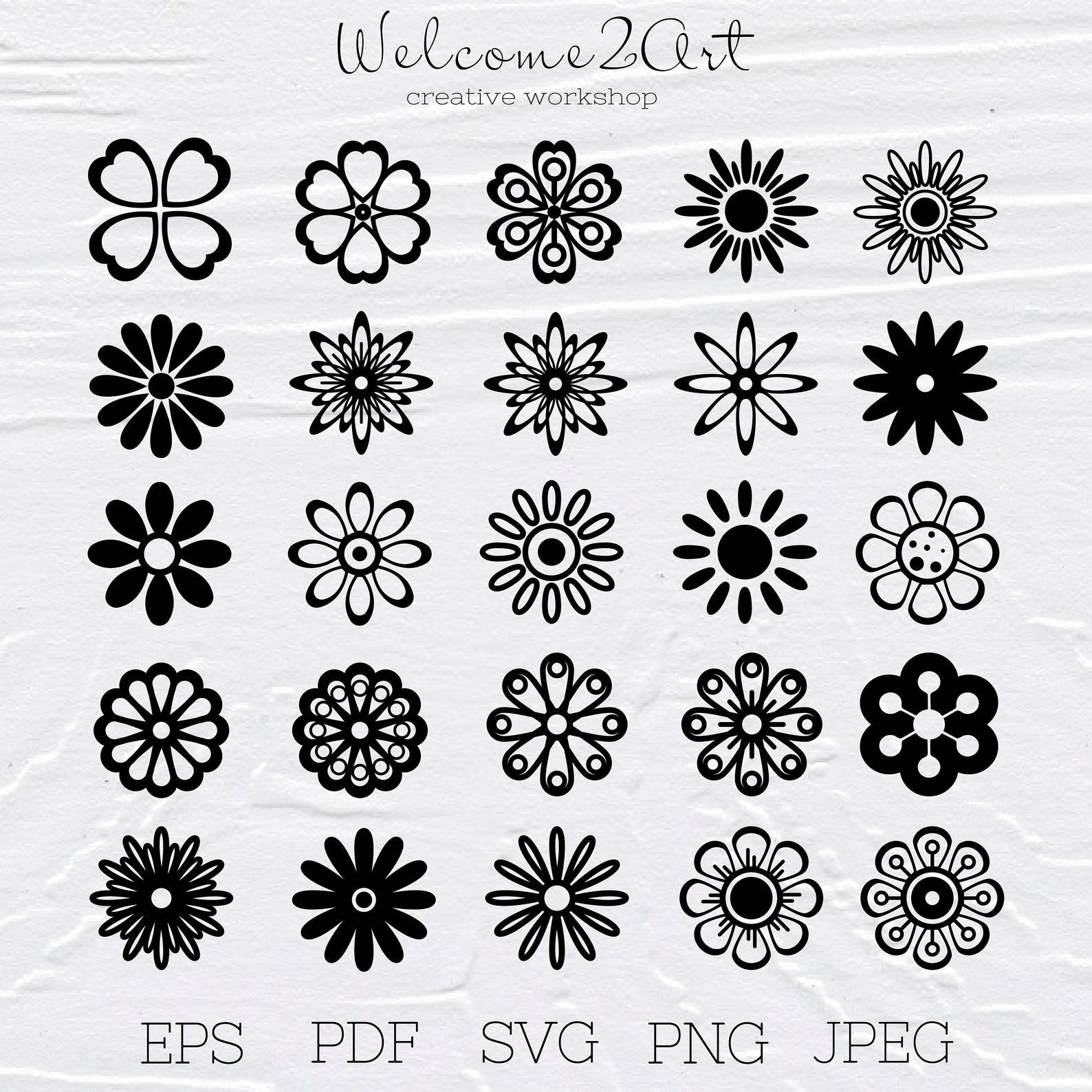 Flower Svg, Flowers Cut Files, Flower Silhouette, Wedding Decorations ...