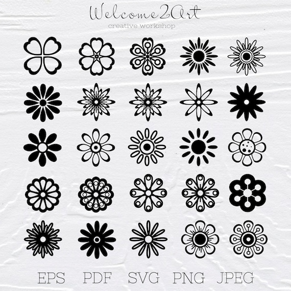 Flower Svg Flowers Cut Files Flower Silhouette Wedding | Etsy