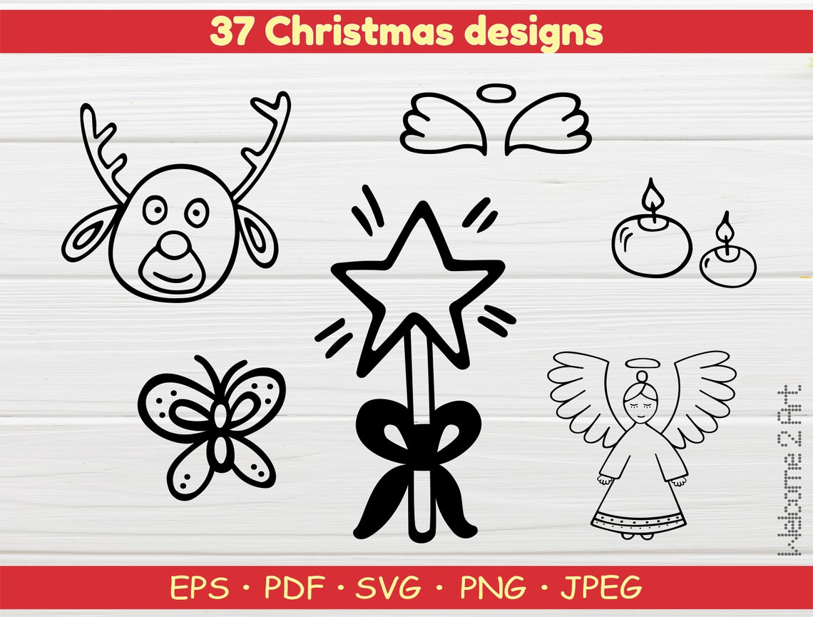 Christmas Clip Art, Doodle Hand Drawn, Winter Clip Art, Holidays, Xmas ...