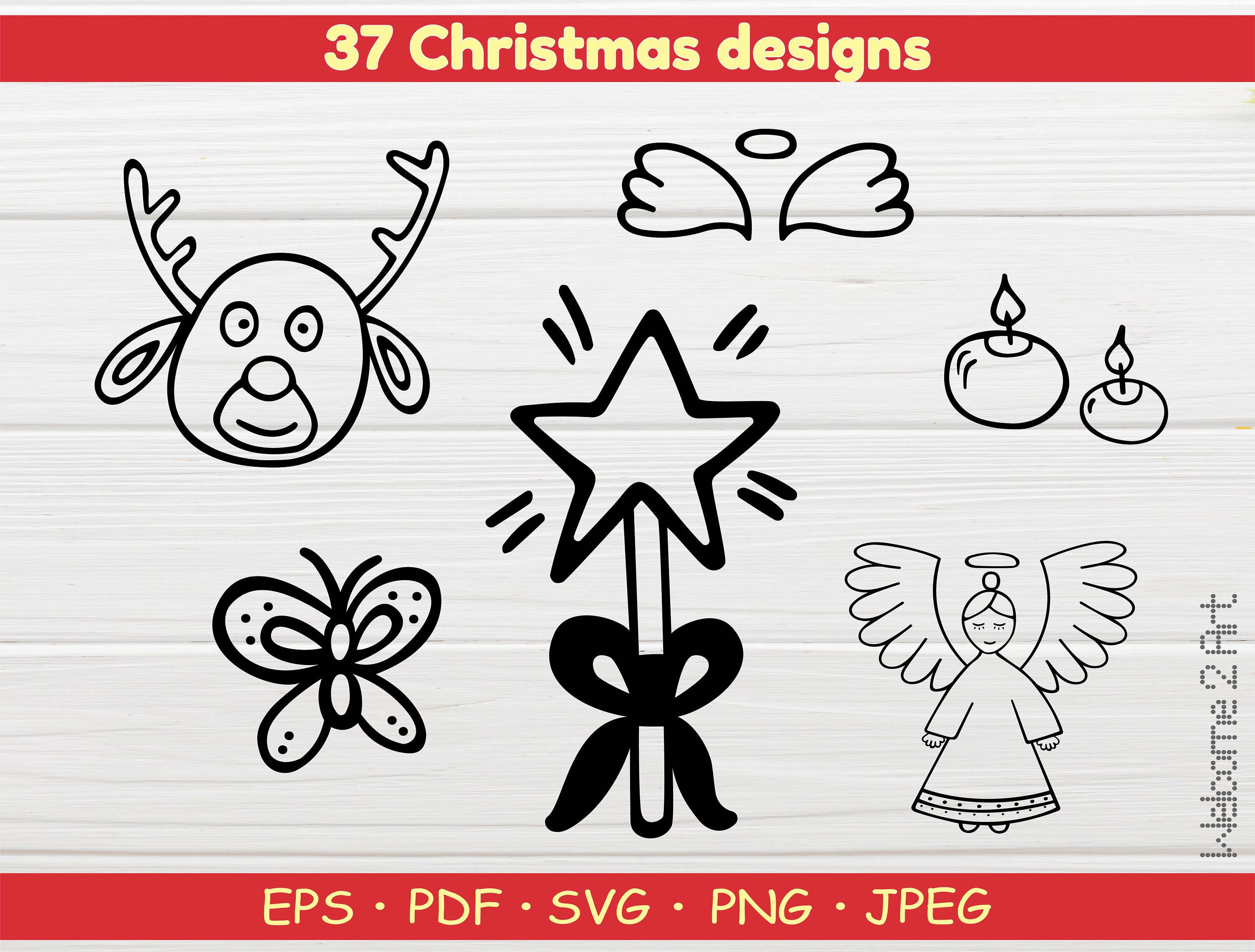Christmas Clip Art, Doodle Hand Drawn, Winter Clip Art, Holidays, Xmas ...