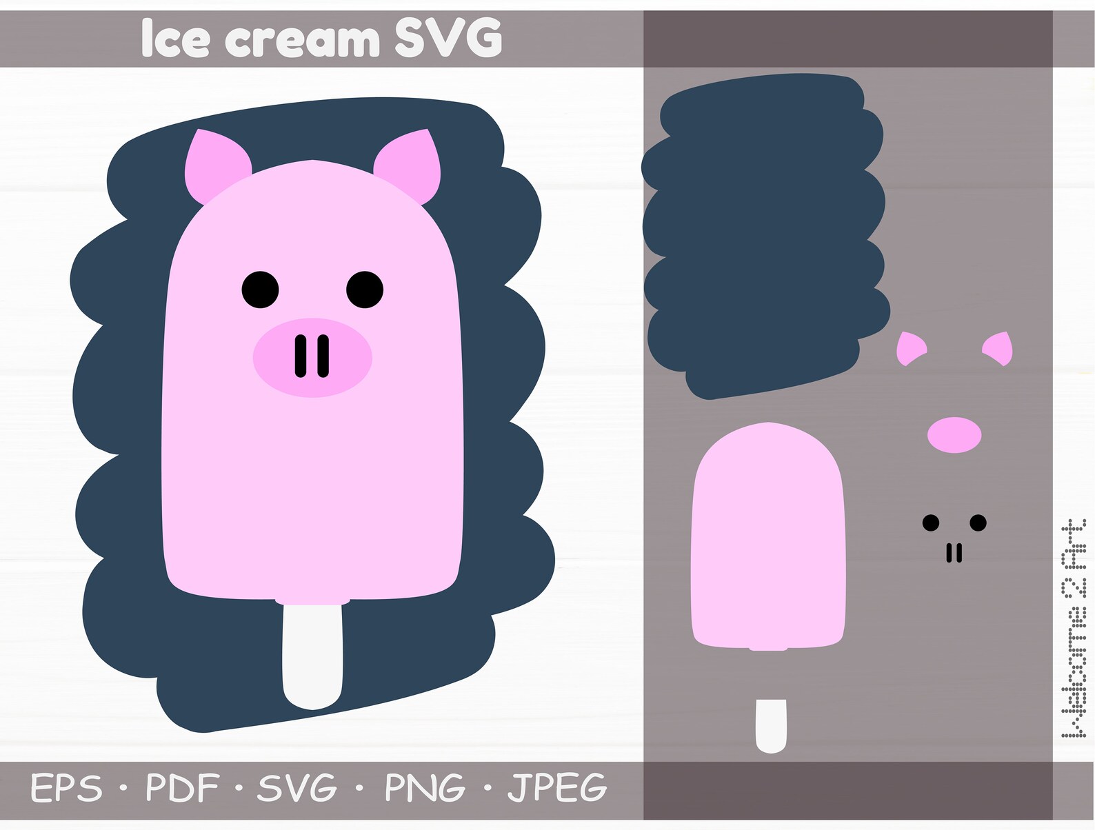 Piggy Svg, Ice Cream Svg, Layered SVG, Cricut, Cut File, Pig Clip Art ...