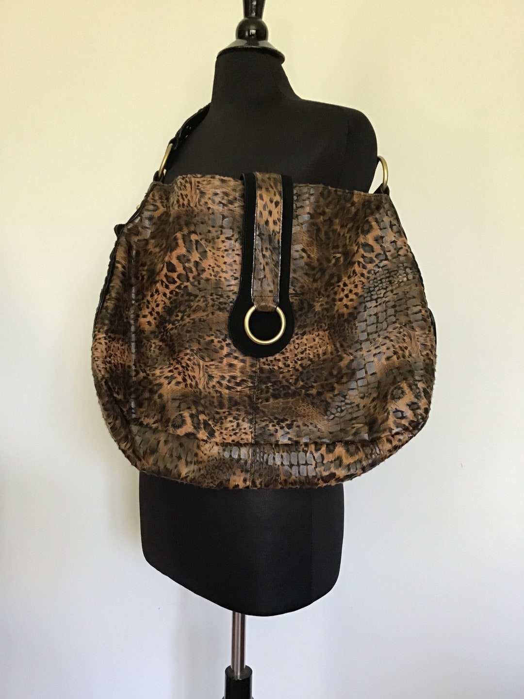 Charlie Lapson Animal Print Hobo Style Shoulder Handbag Tote Excellent ...