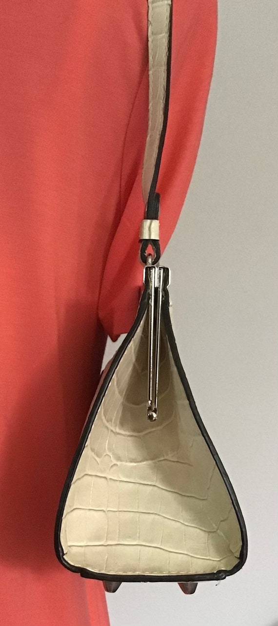 Guess Crocodile Embossed Kiss lock Winter White Top H… - Gem