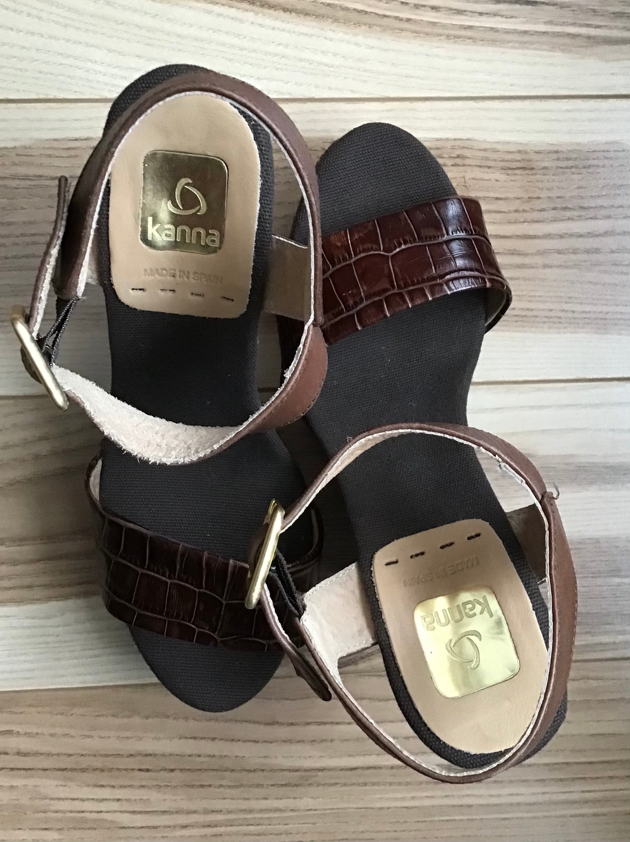 Kanna Spain Women’s Croc Embossed Metallic Rope Wedge Platform Sandals ...