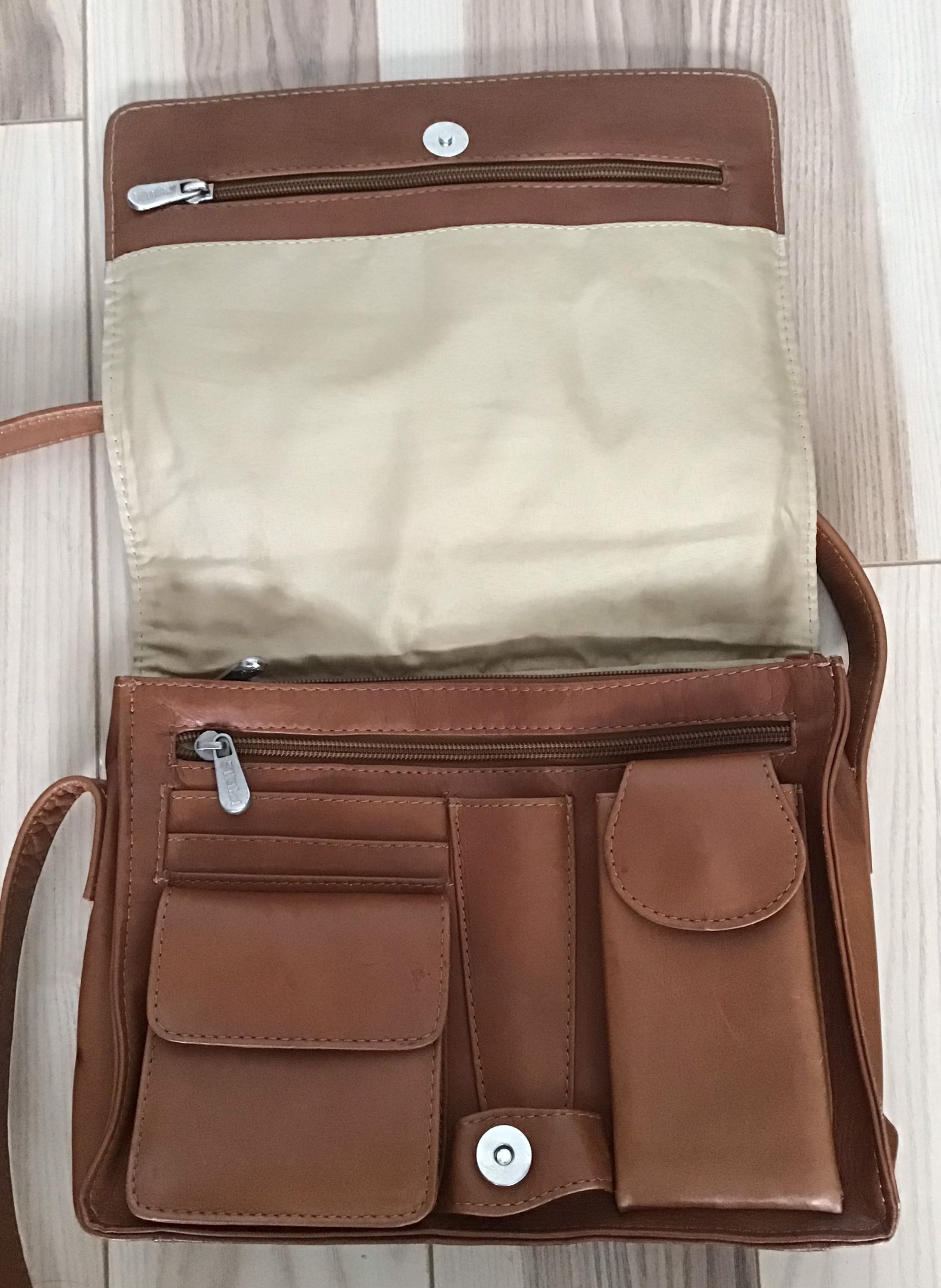Piel Leather Messenger Organizer Crossbody Handbag Camel Leather - Etsy