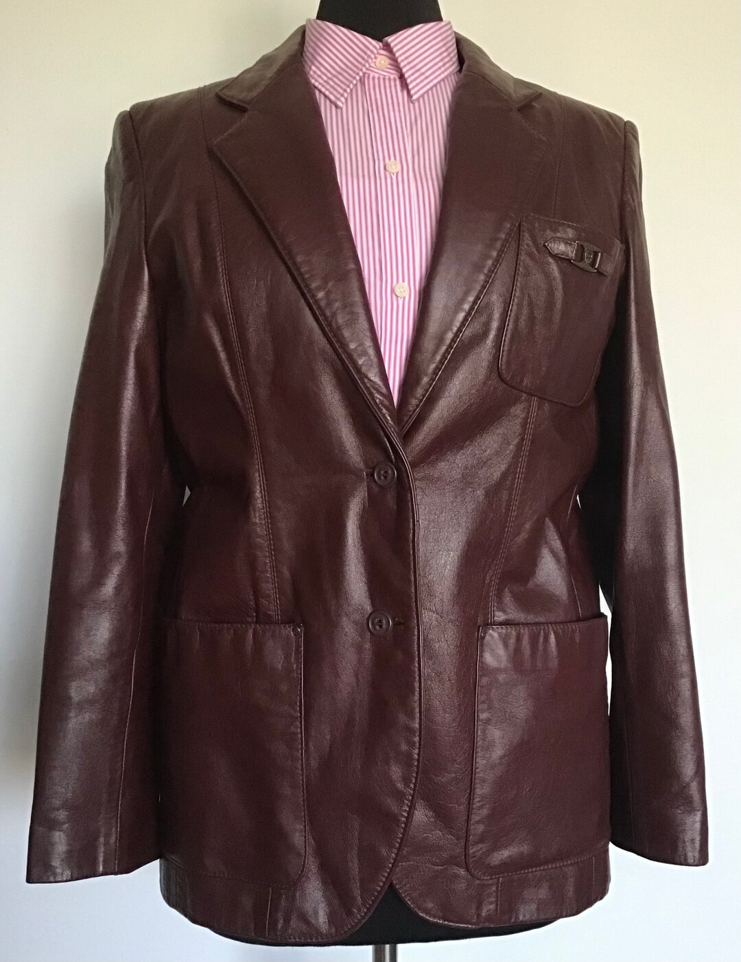 Etienne Aigner Oxblood Leather Jacket Womens Size Size-10 Vintage ...