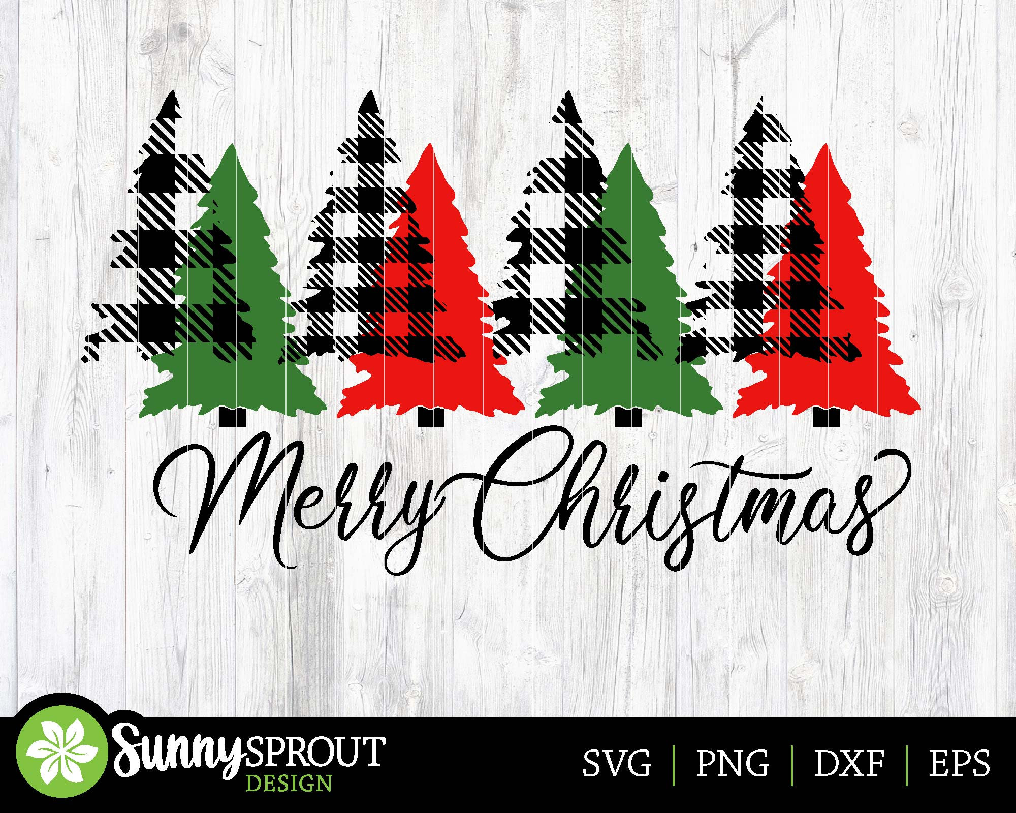 Merry Christmas Buffalo Plaid Trees; Digital Download | Print File ...