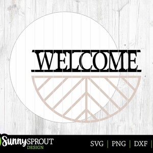 Chevron Geometric Welcome Sign, Digital Download, Round Door Hanger Svg ...