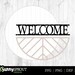 Chevron Geometric Welcome Sign, Round Door Hanger Svg, Glowforge Laser ...