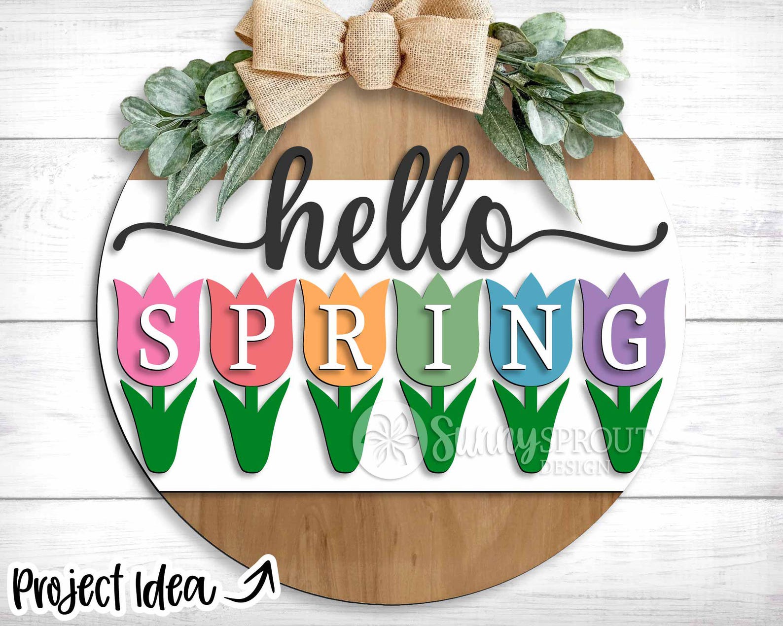 Spring Sign Bundle 4, Round Door Hanger Svg, Glowforge Laser File ...