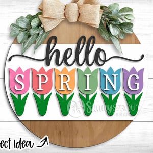Spring Sign Bundle 4, DIGITAL Download, Round Door Hanger Svg ...