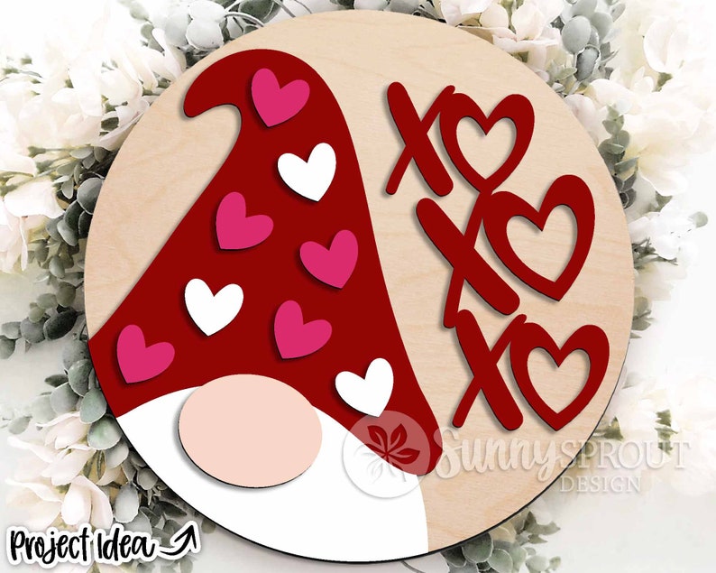 Heart Gnome XOXO Sign Digital Download Round Door Hanger - Etsy