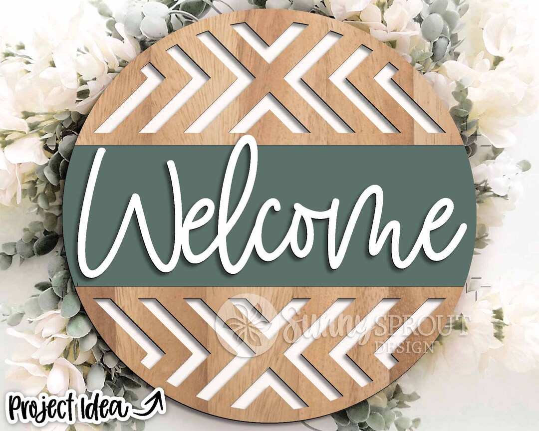 Geometric Welcome Sign, Digital Download, Round Door Hanger Svg ...