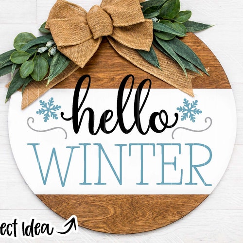 Hello Winter SVG Winter Sign Design Farmhouse Christmas - Etsy