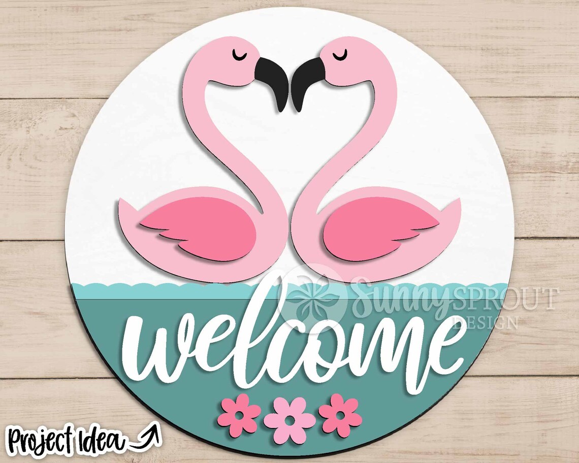 Welcome Flamingo Love Sign Digital Download Round Door - Etsy