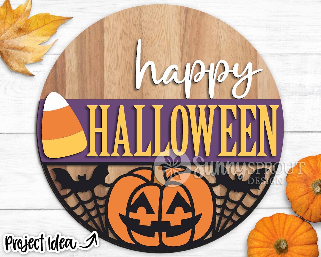 Happy Halloween Candy Corn Sign, Digital Download, Glowforge Laser File ...