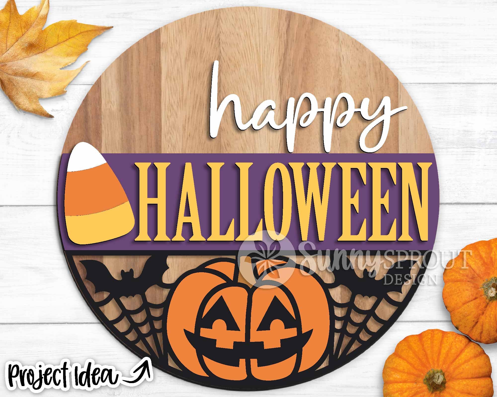 Happy Halloween Candy Corn Jack-o-lantern Sign, Digital Download, SVG ...
