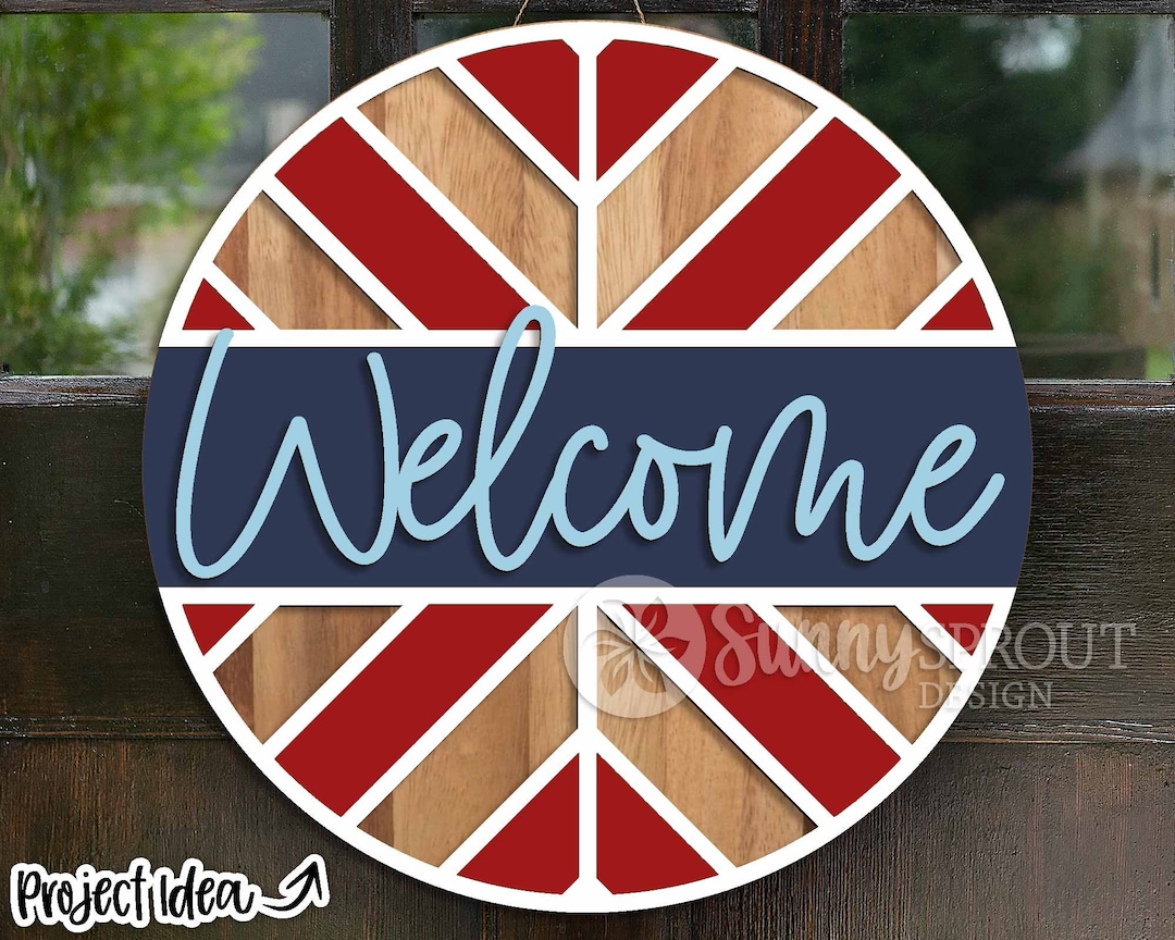 Chevron Geometric Welcome Sign, Digital Download, Round Door Hanger Svg ...