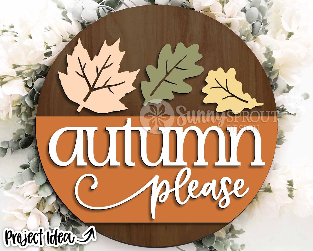 Autumn Please Leaf Sign, Round Door Hanger Svg, Glowforge Laser File ...