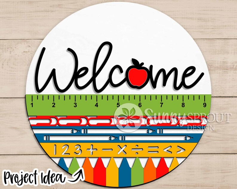Classroom Sign Bundle, Round Door Hanger Svg, Glowforge Laser File ...